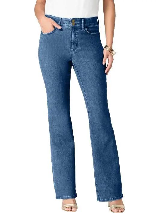 Roaman's High Rise Tummy Control Bootcut Jeans - Medium Wash