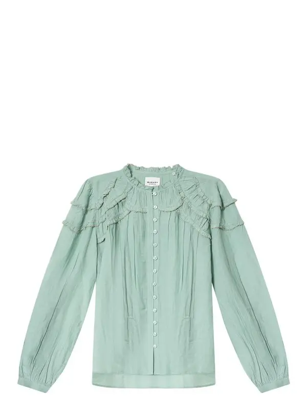 ETOILE Christa Ruffled Cotton & Viscose Blouse - Sage