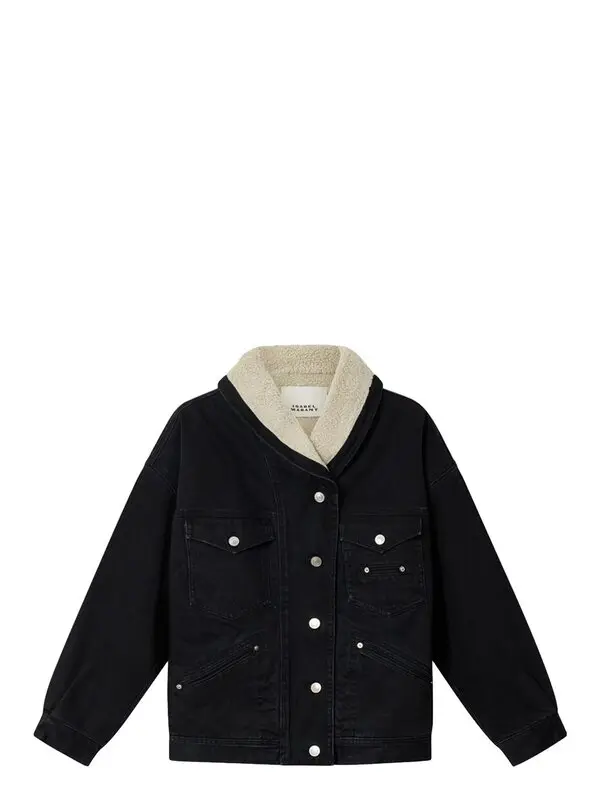 Isabel Marant Étoile Faux Fur Lined Denim Jacket - Black