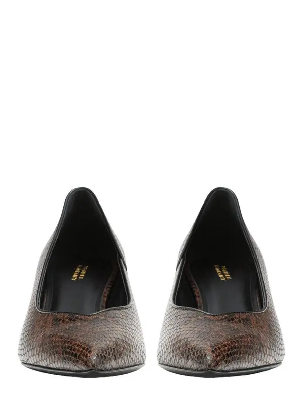 Isabel Marant Étoile Python-effect Calfskin Pointed Toe Pumps With Slim Stacked Heel - Mocha