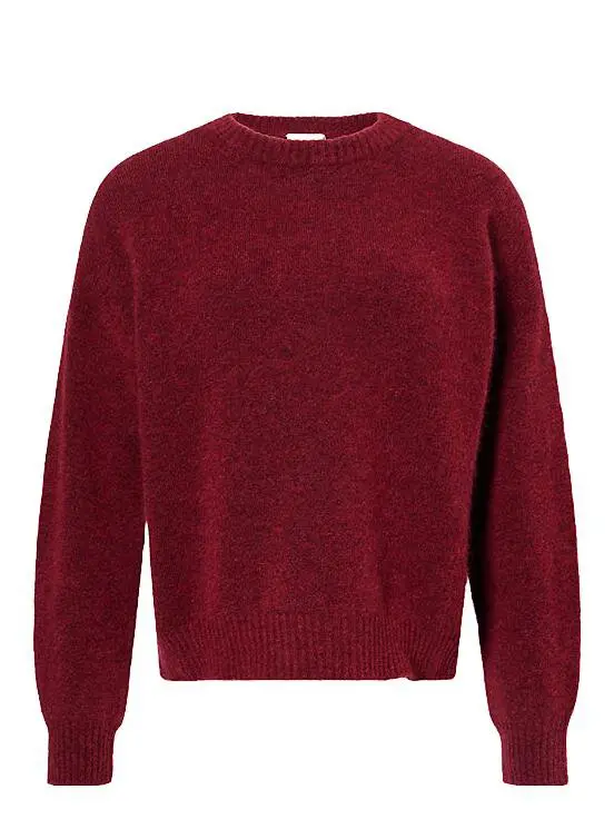Max Mara Long Sleeve Round Neck Alpaca-blend Jumper - Bordeaux