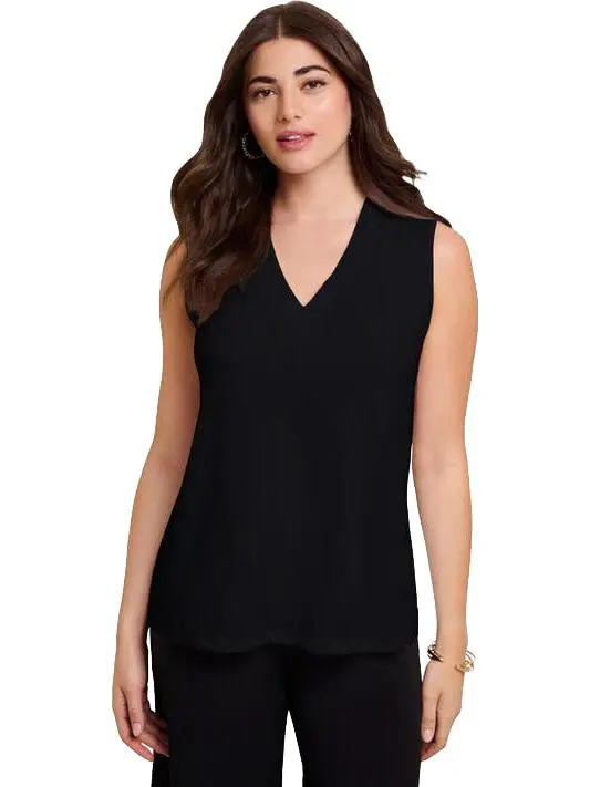 Roaman's Ultrasmooth® Fabric V-neck Tank - Black