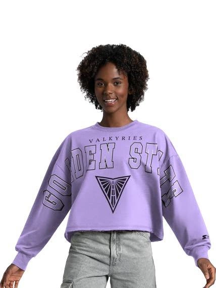 STARTER Golden State Valkyries Bleachers Cropped Drop Shoulder Sweatshirt - Purple