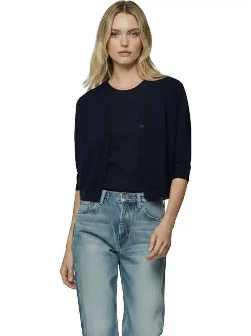 Majestic Filatures Cashmere Crewneck Cardigan - Marine
