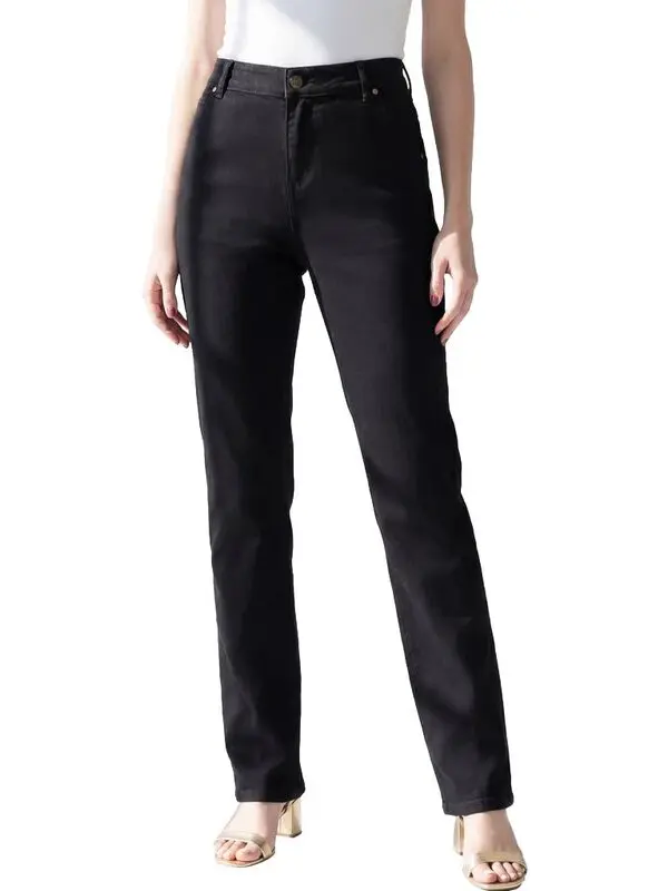 Roaman's 360º Stretch 5-pocket Straight Leg Jeans - Black