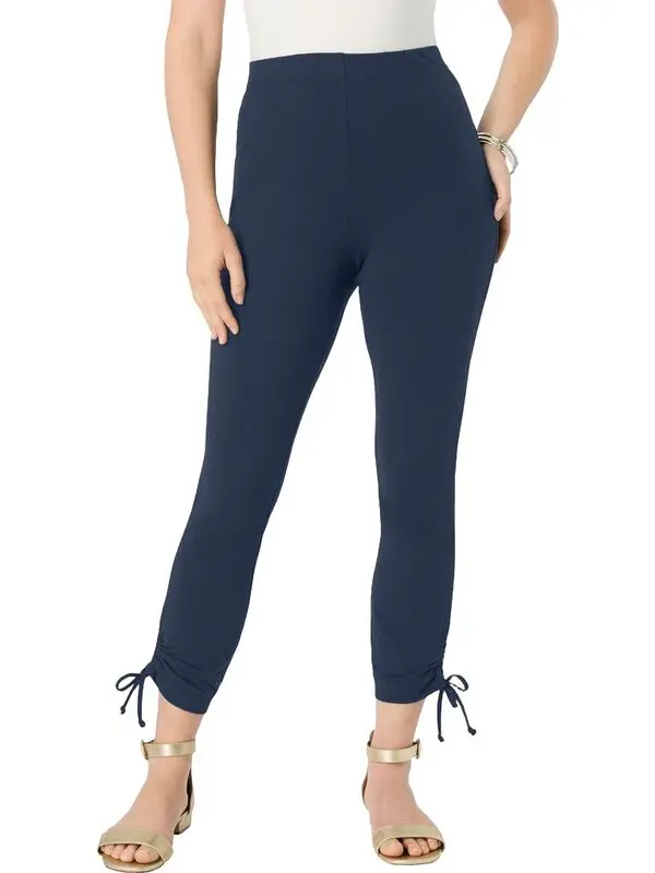 Roaman's Side Tie Ruched Capri - Navy