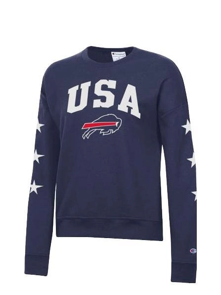 Champion Buffalo Bills Star Spangled Crewneck Sweatshirt - Navy