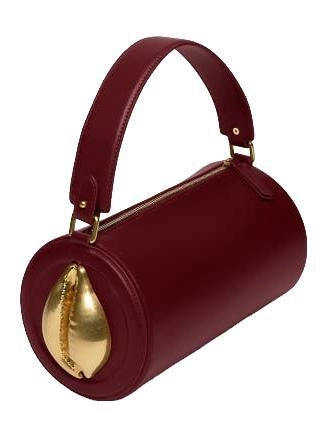 FLORE K. Régine Cylinder Bag With Cowrie Shell Embellishment - Bordeaux