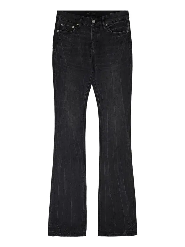 PURPLE BRAND Super Stack Flare Coated Jeans - Black