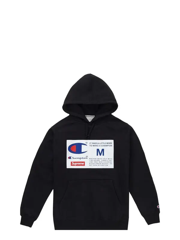 Supreme X Champion Label Hooded Sweatshirt - Black