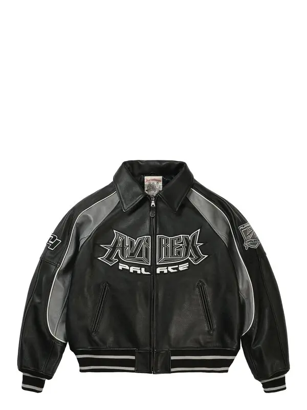 PALACE X Avirex Leather Bomber Jacket - Black