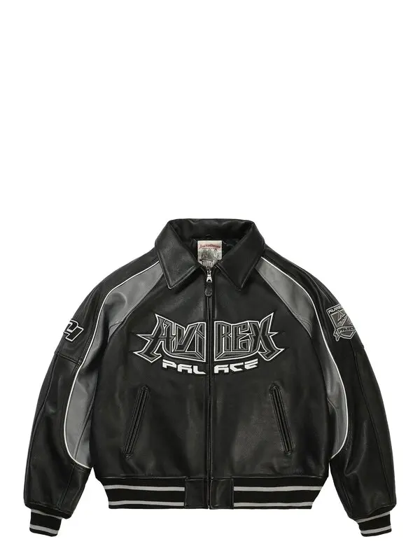 PALACE X Avirex Leather Bomber Jacket - Black