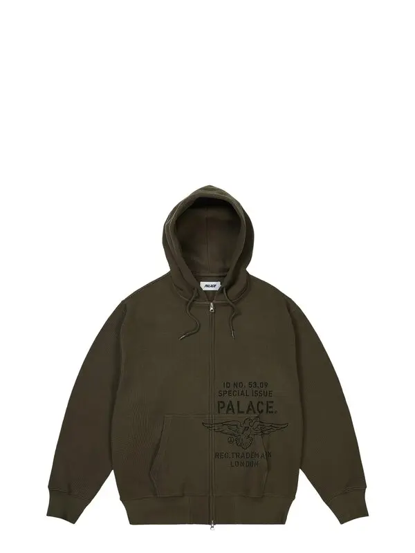 PALACE Dove Stamp Waffle Zip Hood - Green