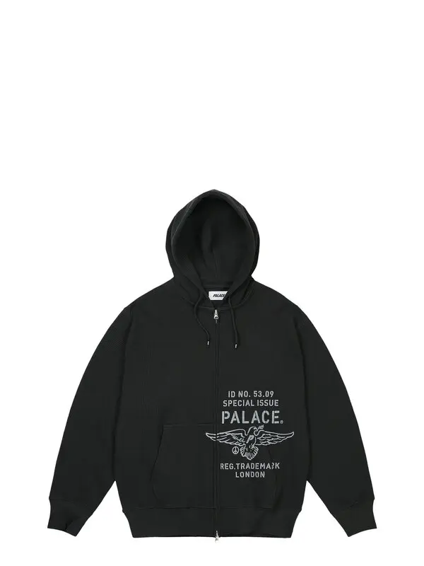 PALACE Dove Stamp Waffle Zip Hood - Black