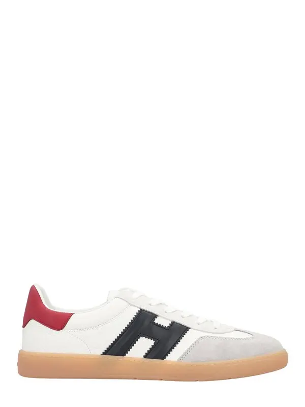 Hogan Retro Leather Sneakers With Nubuck H Detail - White