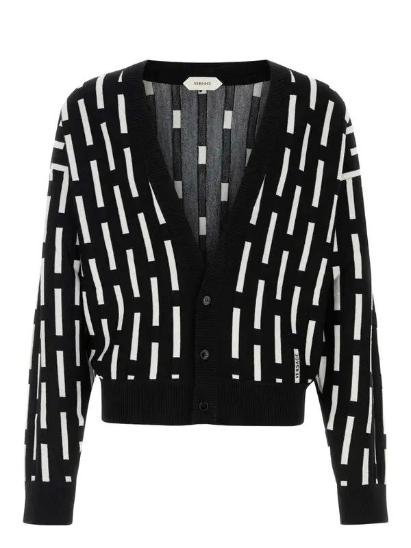 Versace Geometric Print Virgin Wool Cardigan - Printed