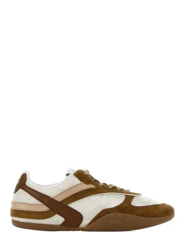 Miu Miu Two-tone Tech Fabric And Suede Gymnasium Sneaker - Multicoloured