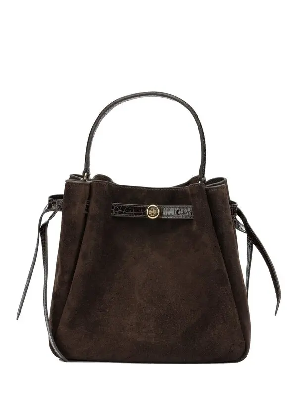 Tory Burch Suede Bucket Bag With Leather Detailing - Brown