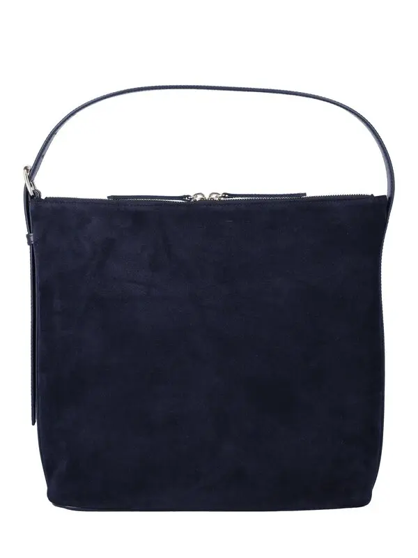 A.p.c. Suede Shoulder Bag With Double Zip Closure - Blu