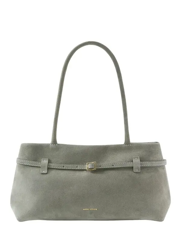 Manu Atelier East West Suede Mini Handbag With Adjustable Strap - Green