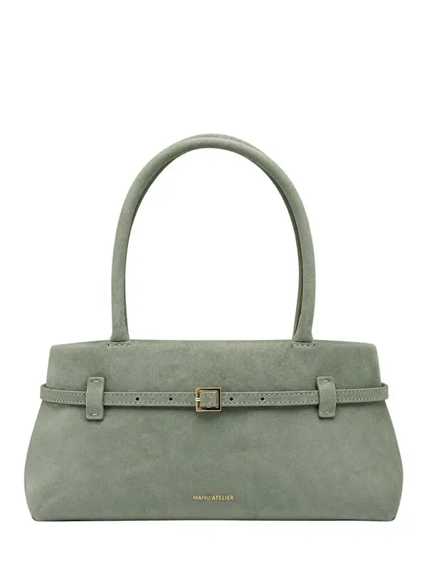 Manu Atelier East West Suede Mini Handbag With Adjustable Strap - Green