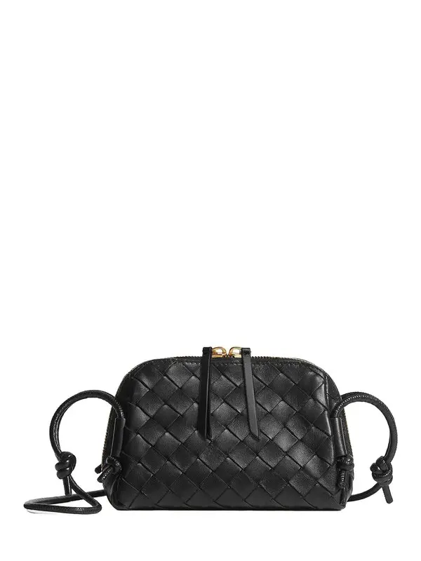 Bottega Veneta Mini Lambskin Flat Pocket Bag - Nero