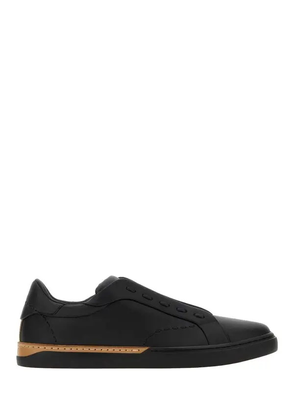 Fendi City Leather Slip-on Sneakers - Black