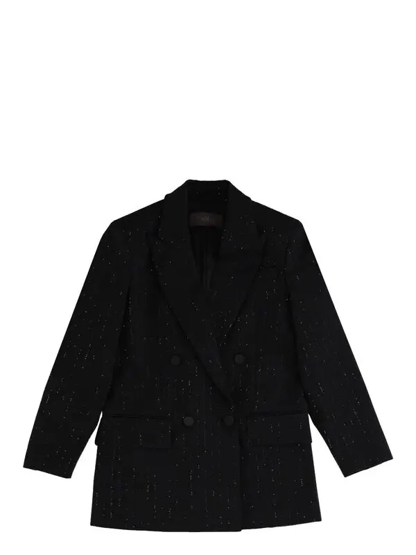 Max Mara Double-breasted Virgin Wool Blazer - Black