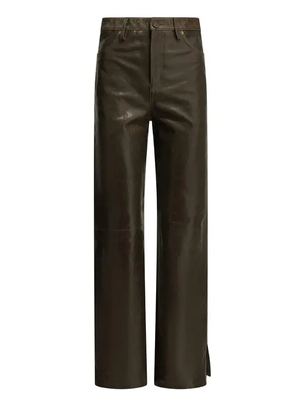 GOLDEN GOOSE Melany Paneled Calf Leather Pants - Green