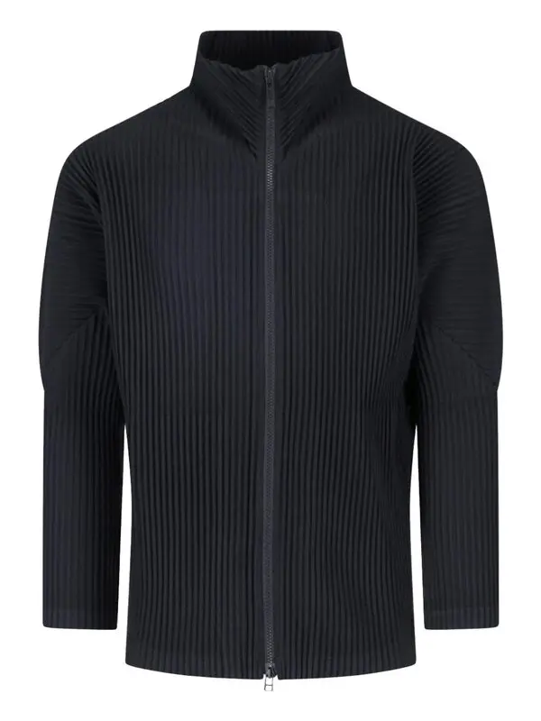 Issey Miyake Homme Plissé Textured Pleated Zip-up Sweater - Black