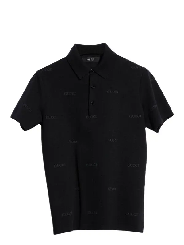 Gucci Wool-silk Jacquard Polo Shirt With Button Closure - Nero