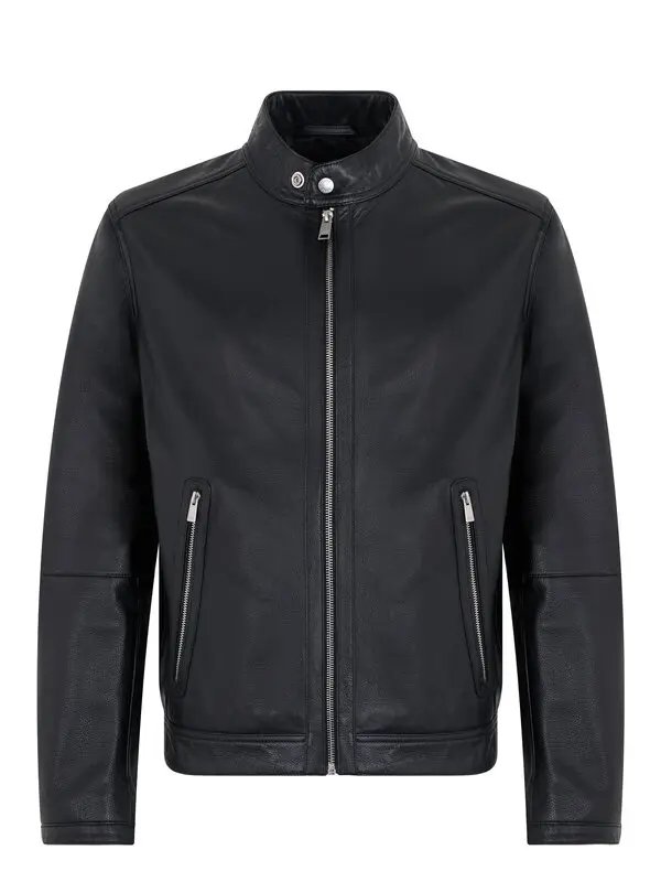 BOSS Mansell Leather Jacket - Black