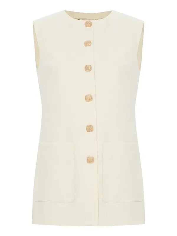 EXQUISE Anisa Buttoned Vest - Beige