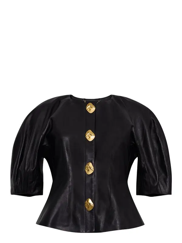 Cara Cara Fletcher Short Sleeve Sculpted Sleeve Top - Black