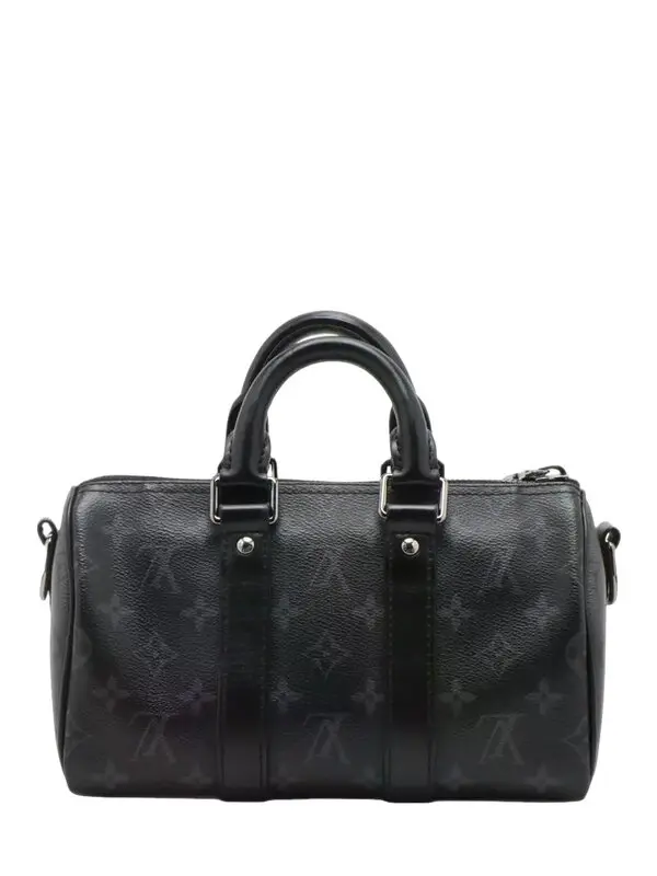 LOUIS VUITTON Monogram Eclipse Reverse Keepall Bandouliere 25 Satchel - Black