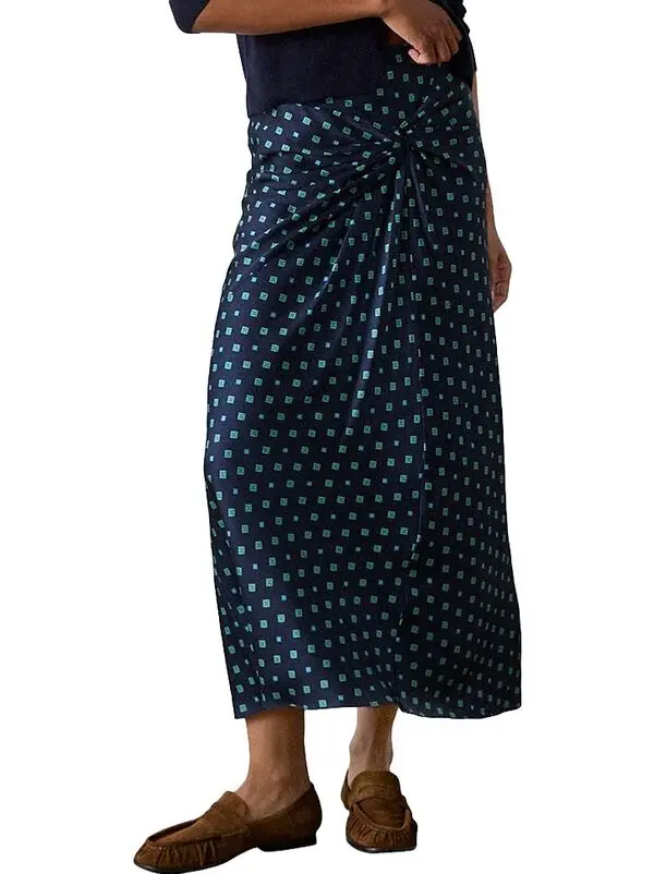 Whistles Diamond Geo Print Twist Midi Skirt - Navy/multi