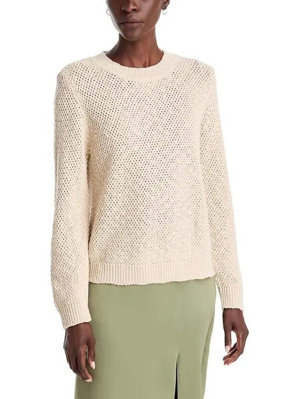 Tommy Bahama Cotton Basket Stitch Pullover Sweater - Cameo
