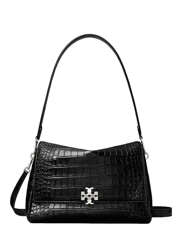 Tory Burch Charlie Embossed Shoulder Bag - Black