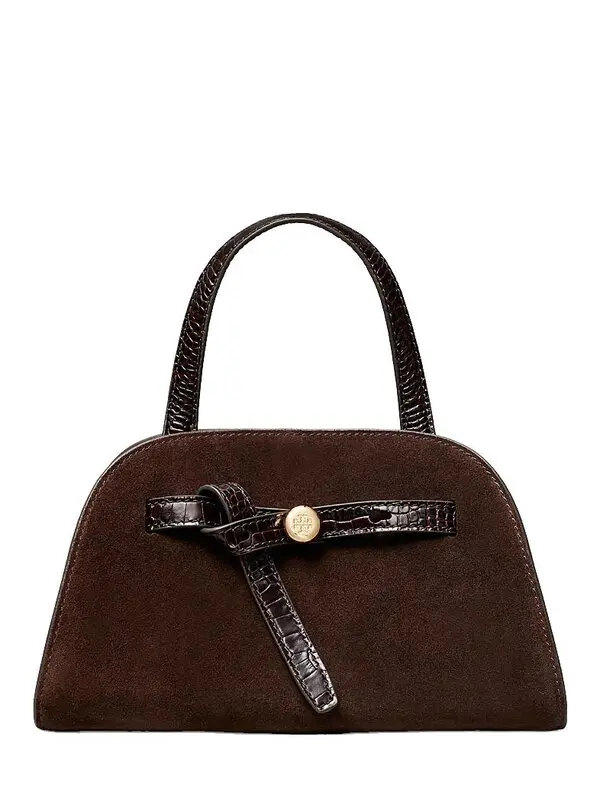 Tory Burch Romy Suede Small Bauletto Bag - Dark Cocoa