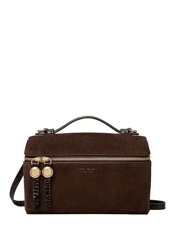 Tory Burch Romy Suede Slim Top Handle Bag - Dark Cocoa