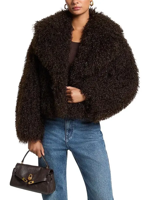 Michael Kors Cropped Faux Fur Peacoat - Chocolate