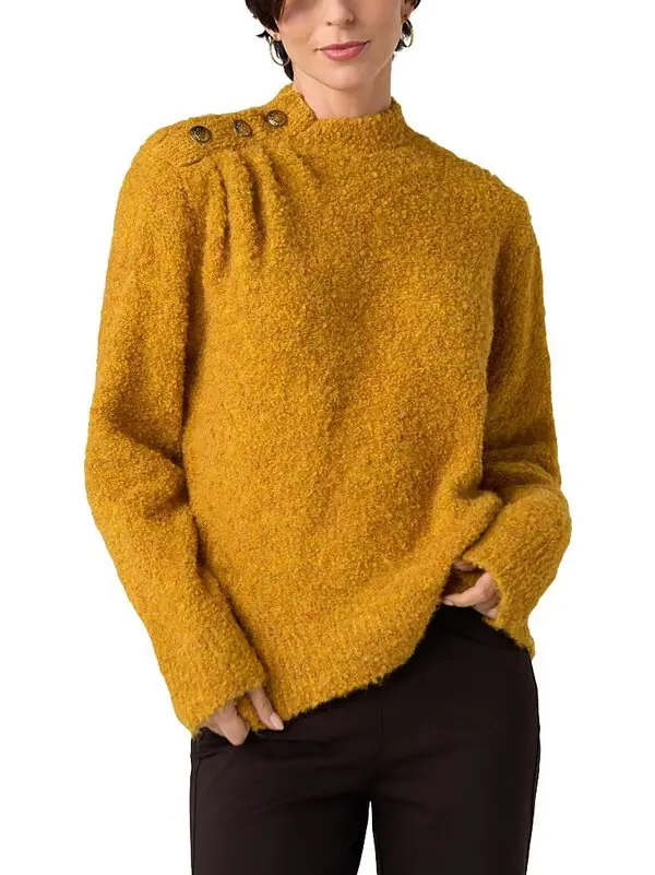 LIVERPOOL Mock Neck Boucle Sweater - Gold Multi