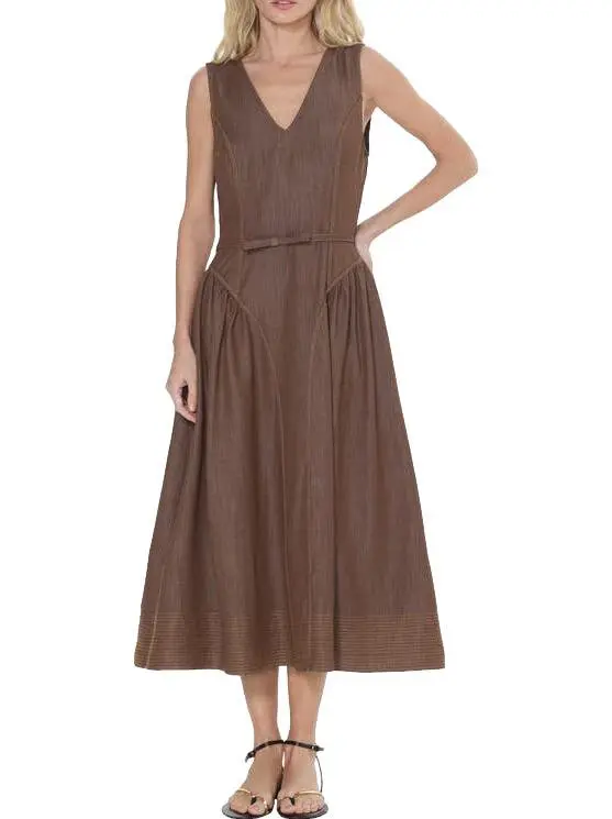 CIEBON Bruni Sleeveless Fit & Flare Dress - Brown