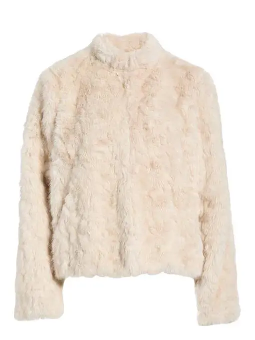 TAHARI ASL Faux Fur Jacket With Stand Collar - Ivory