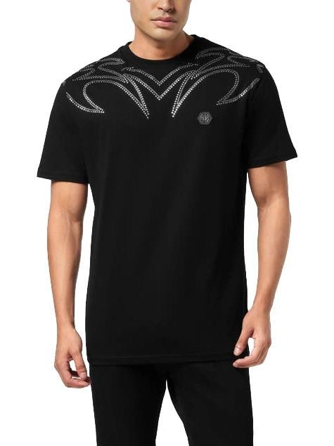 Philipp Plein Round Neck T-shirt Texas Studs - Black