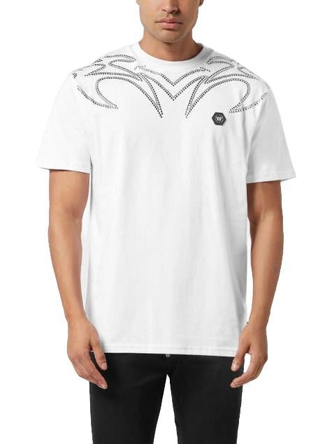 Philipp Plein Round Neck T-shirt Texas Studs - White