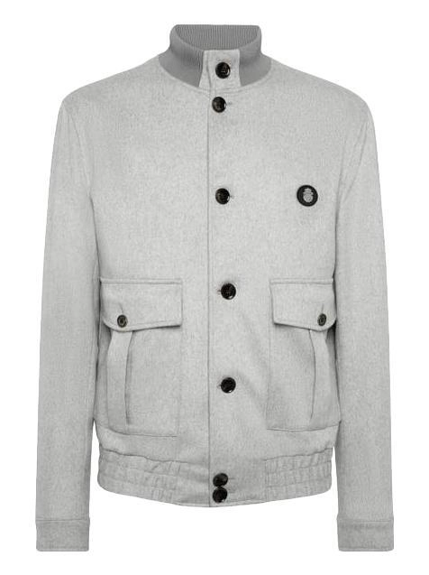 BILLIONAIRE Cashmere Wool Bomber Jacket - Grey