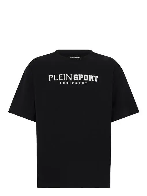 PLEIN SPORT Round Neck T-shirt Reflective Scratch - Black