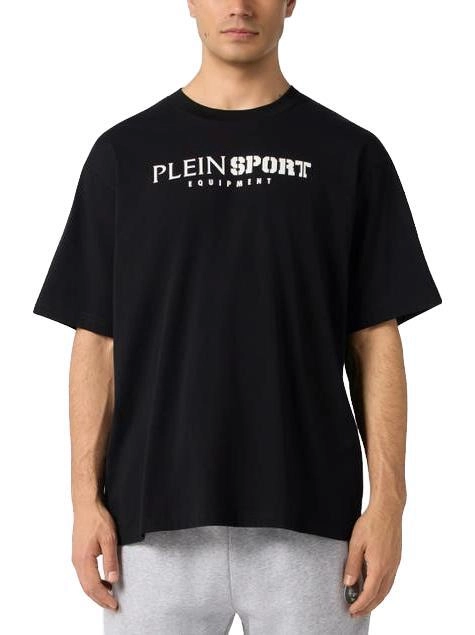 PLEIN SPORT Round Neck T-shirt Reflective Scratch - Black