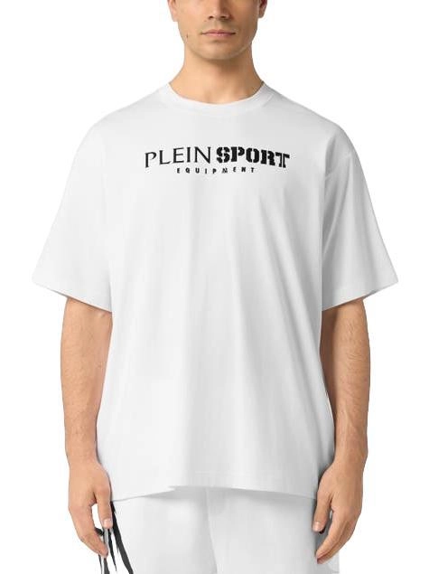 PLEIN SPORT Round Neck T-shirt Reflective Scratch - White